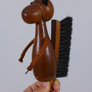 Vintage Teak Squirrel Brush Mid Century Modern Wood Figure Clothes Shoe ...