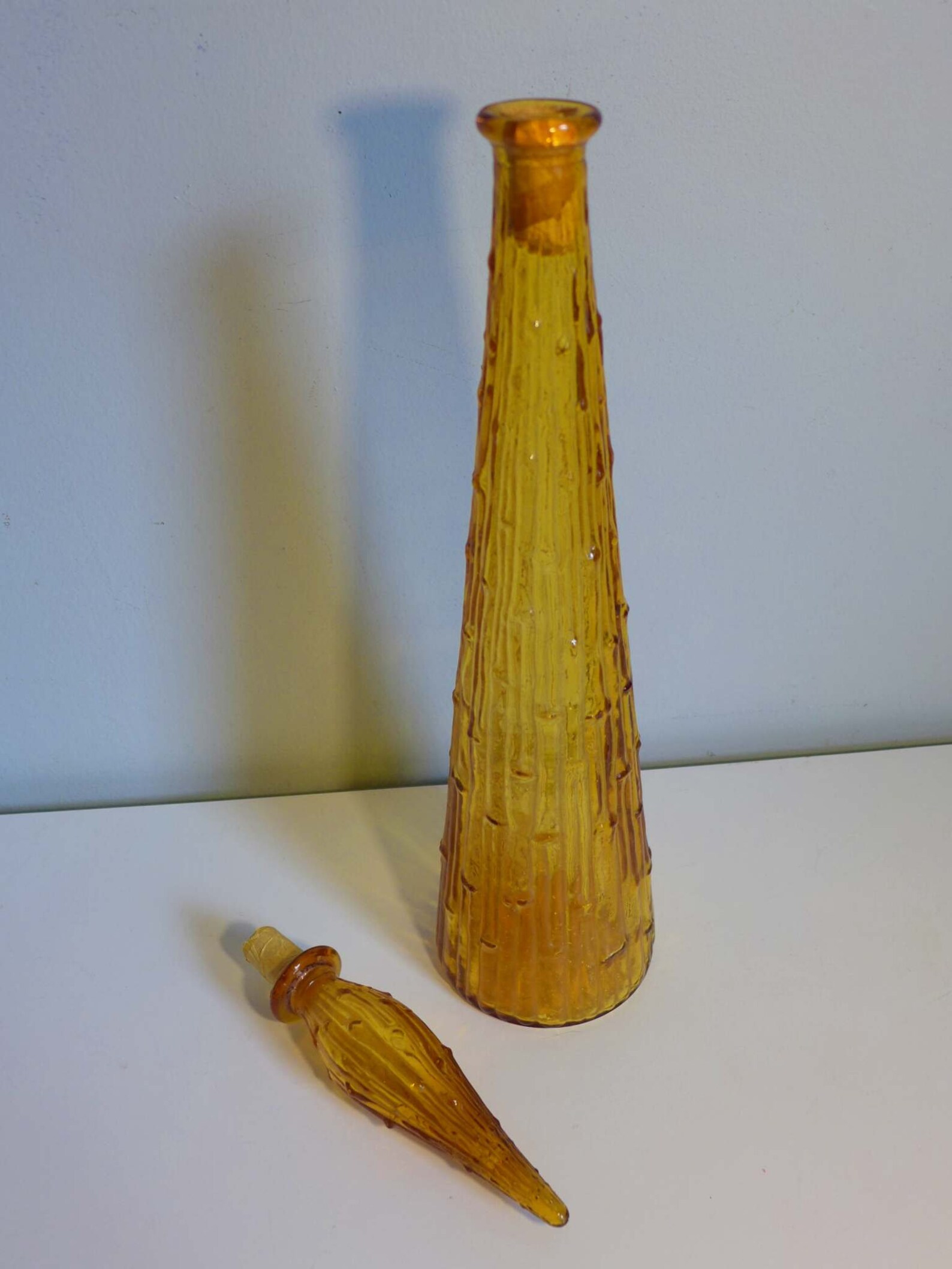 Textured Amber Glass Genie Bottle Vintage Wax Drip Decorative - Etsy