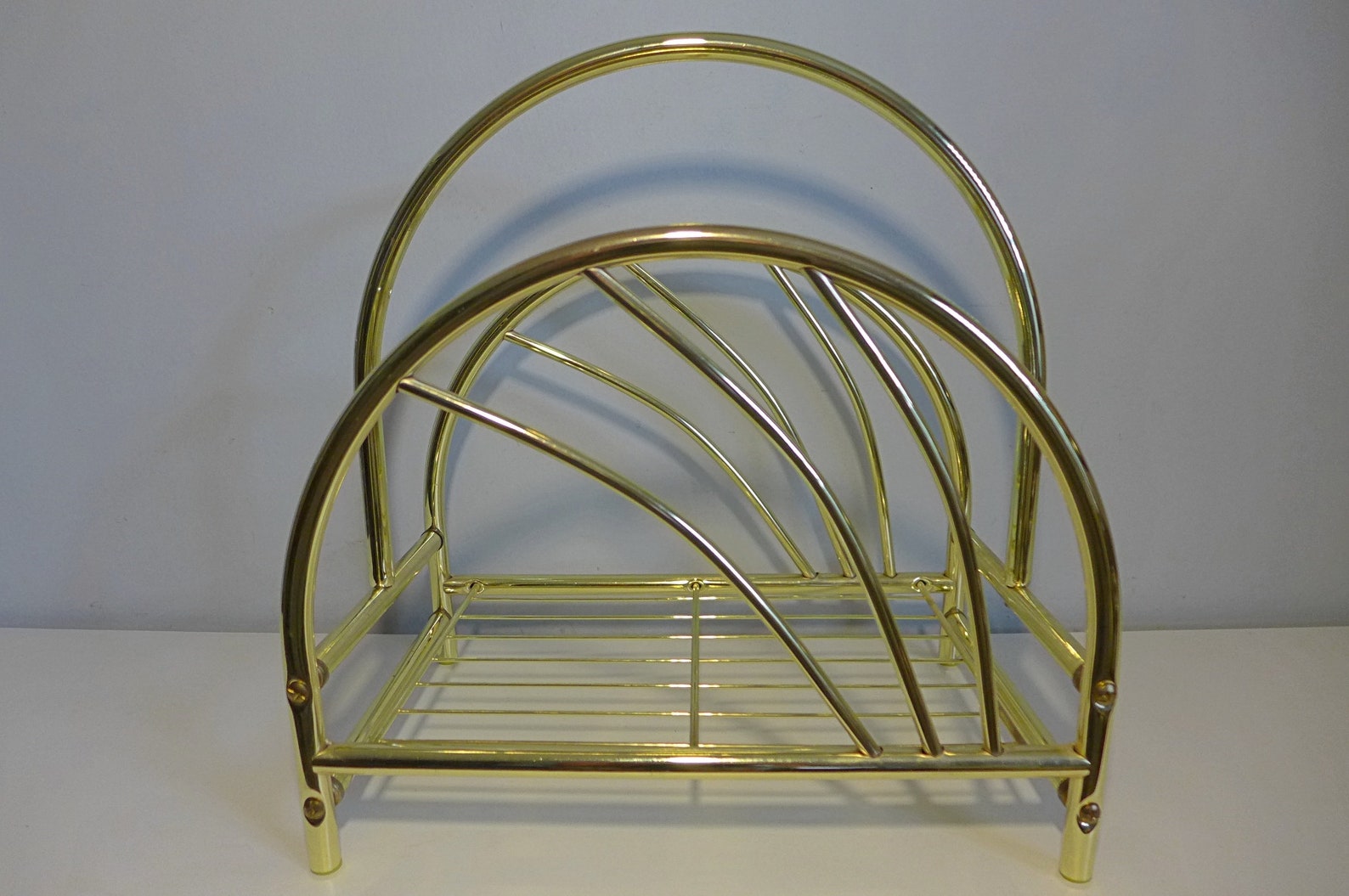 Wave Brass Magazine Rack Gold Hollywood Regency Metal Storage - Etsy