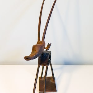 Vintage Welded Metal Antelope Sculpture Reclaimed Parts Gazelle Signed ...