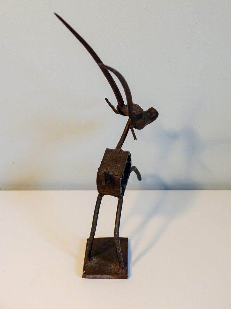 Vintage Welded Metal Antelope Sculpture Reclaimed Parts Gazelle Signed ...