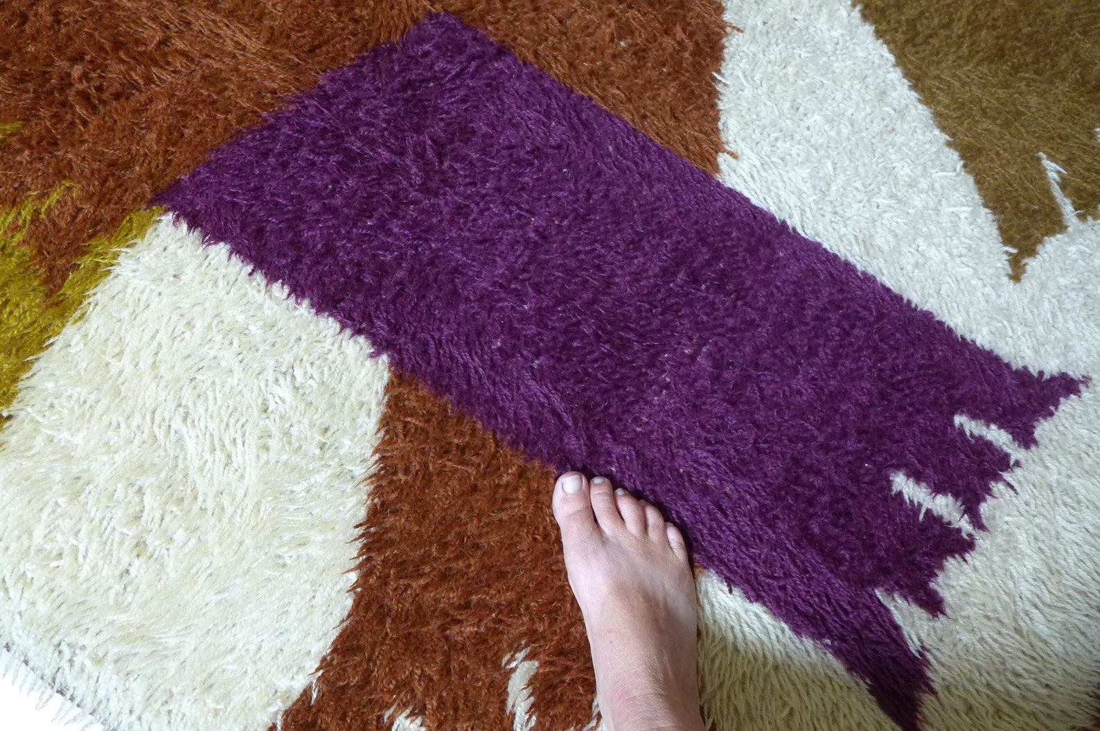 Large Abstract Rya Rug Vintage Hand Knotted Wool Rug 9 X 6 | Etsy