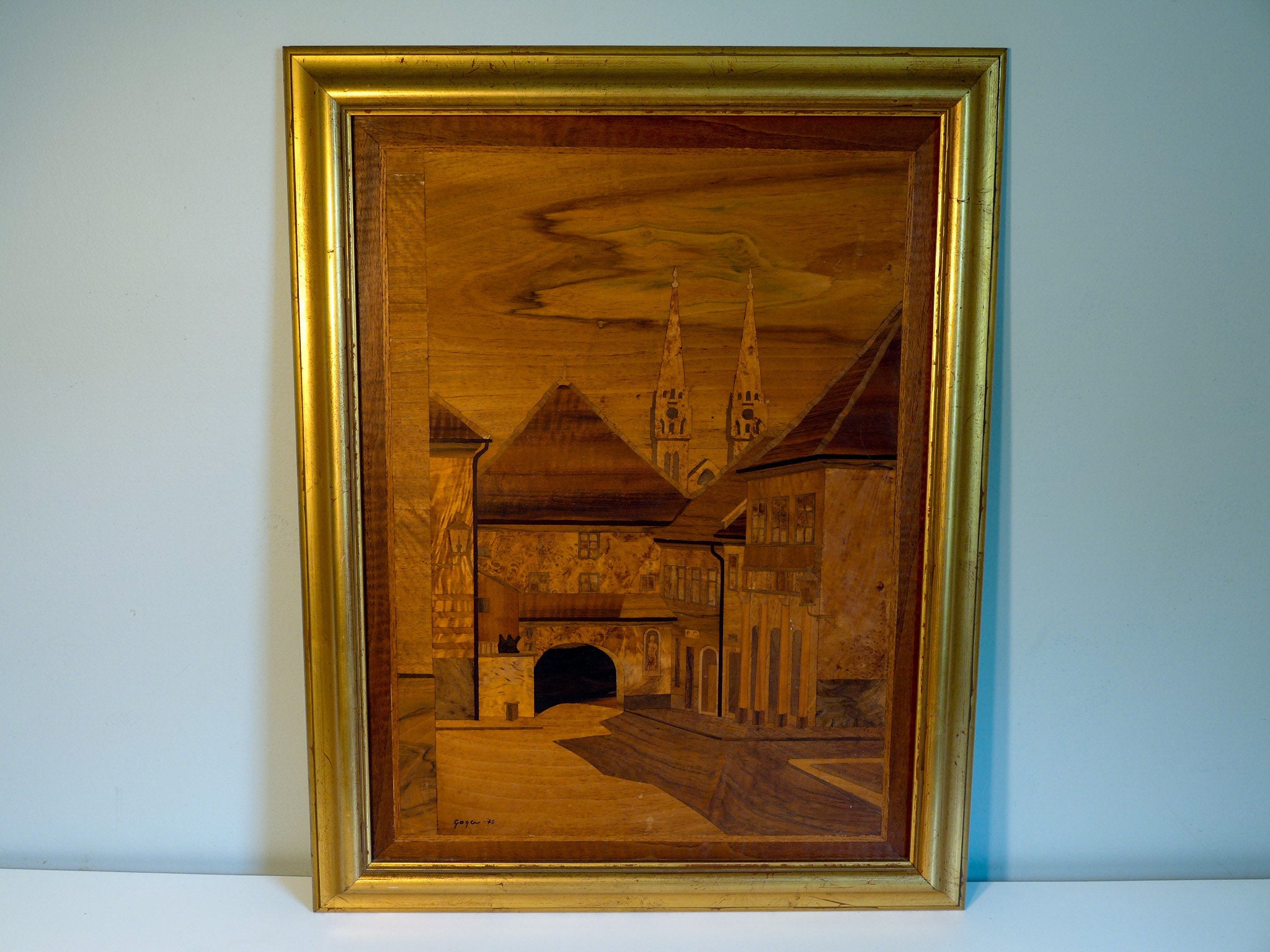 Goger Wood Marquetry Art European City Square Austria Germany | Etsy