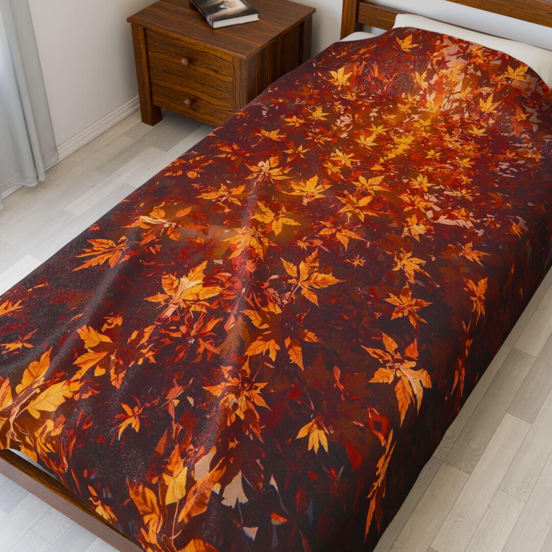 Fall Leaf Velveteen Blanket: Soft Autumn Decor - Etsy