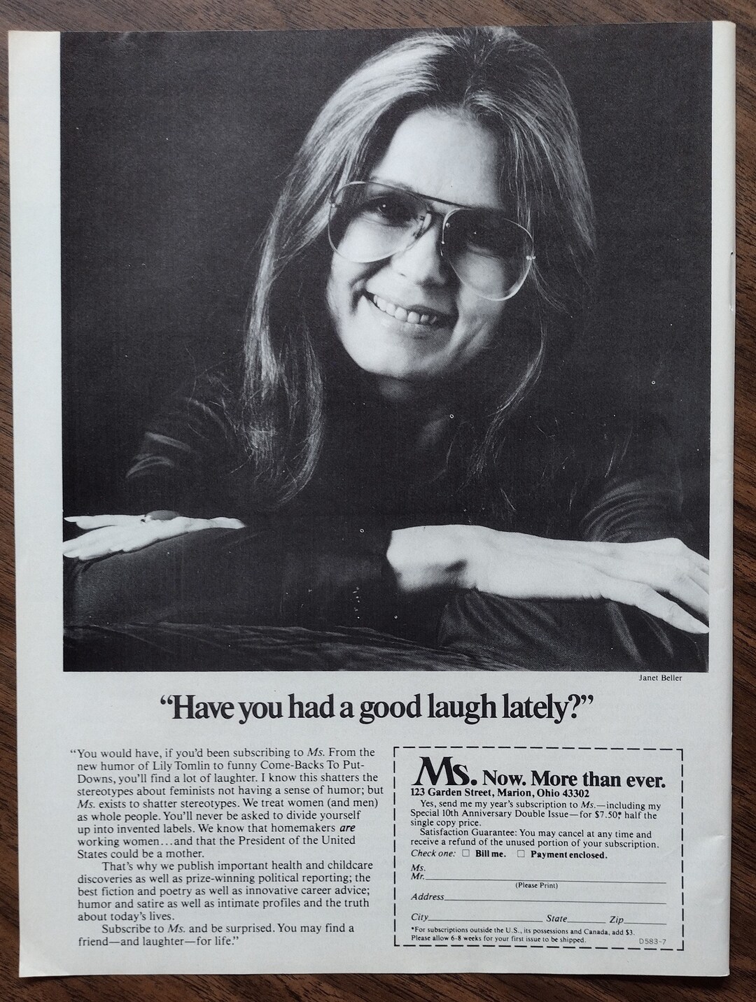 1980s Ms. Magazine Gloria Steinem Original Magazine Advertisement - Etsy