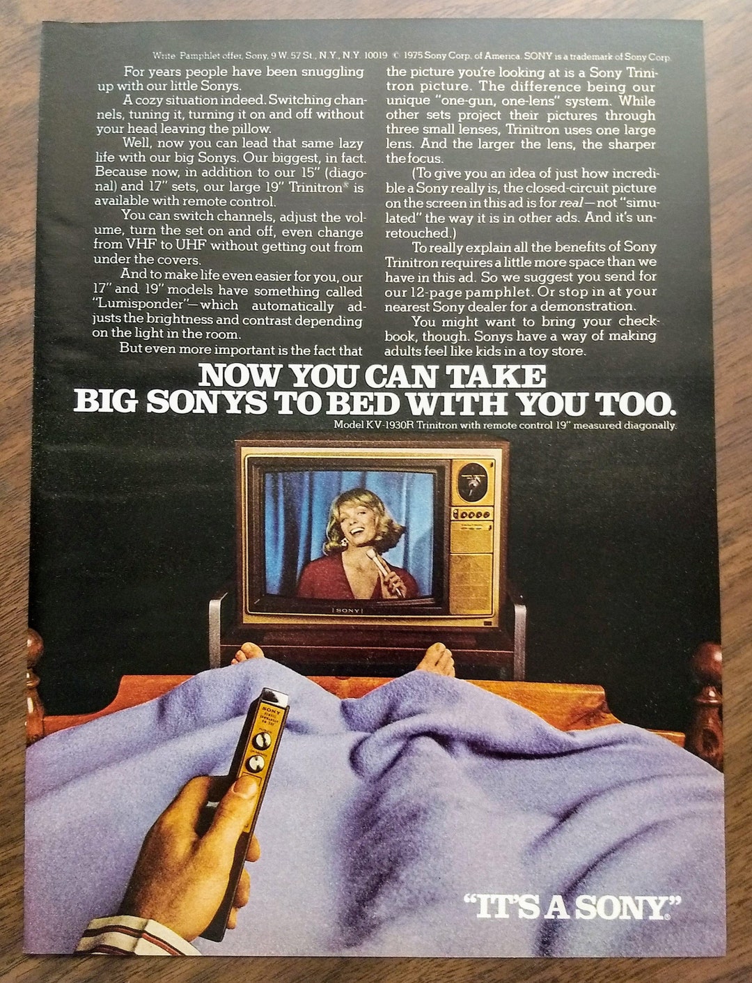 1970s Sony Television Original Magazine Advertisement - Etsy