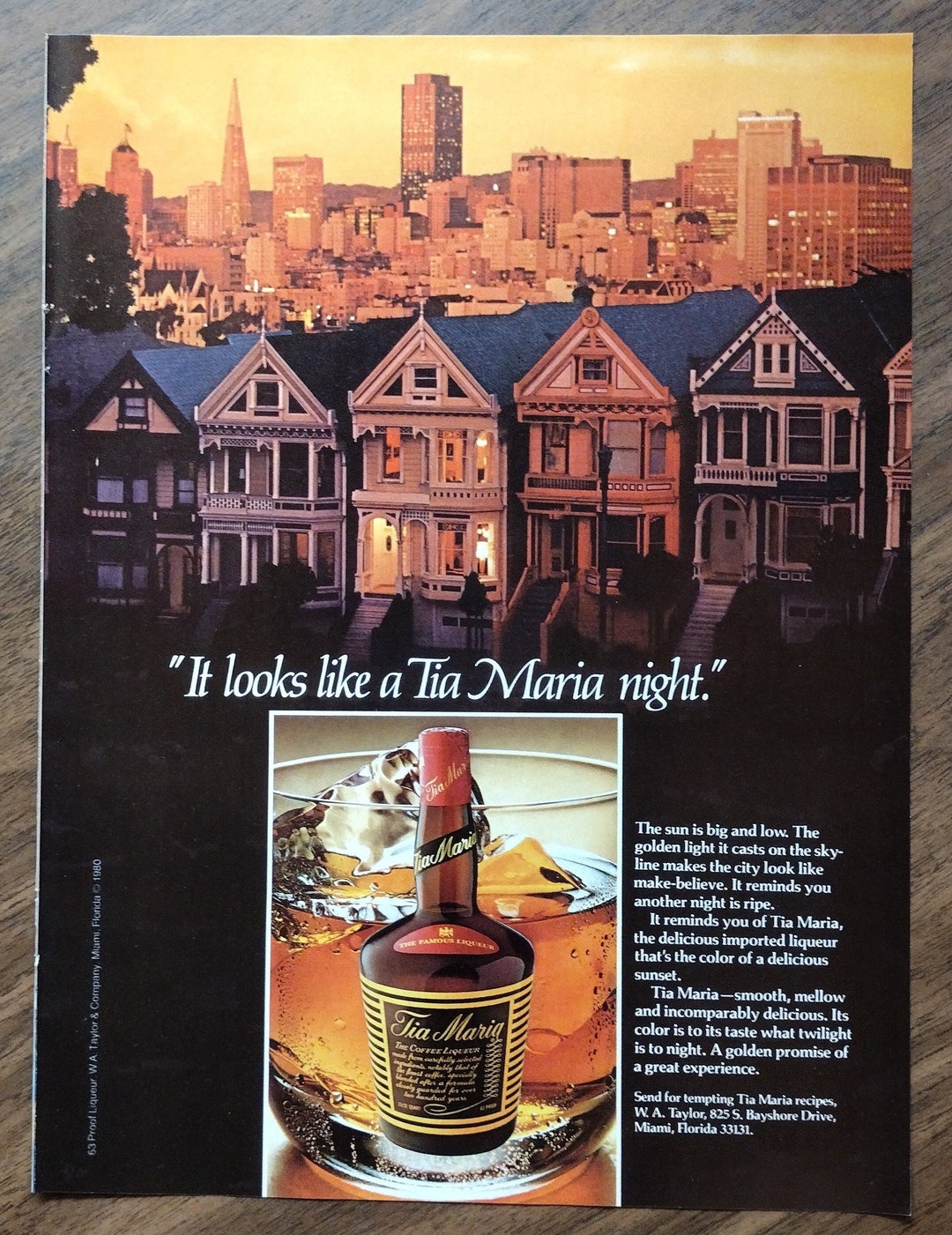 1980s Tia Maria Liqueur Original Magazine Advertisement - Etsy