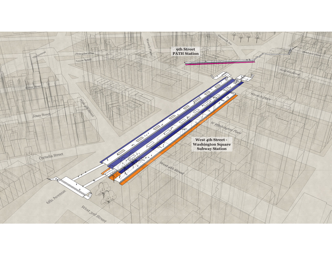 X-ray 9th Street PATH Train + West 4th Street Subway Station Poster - Etsy