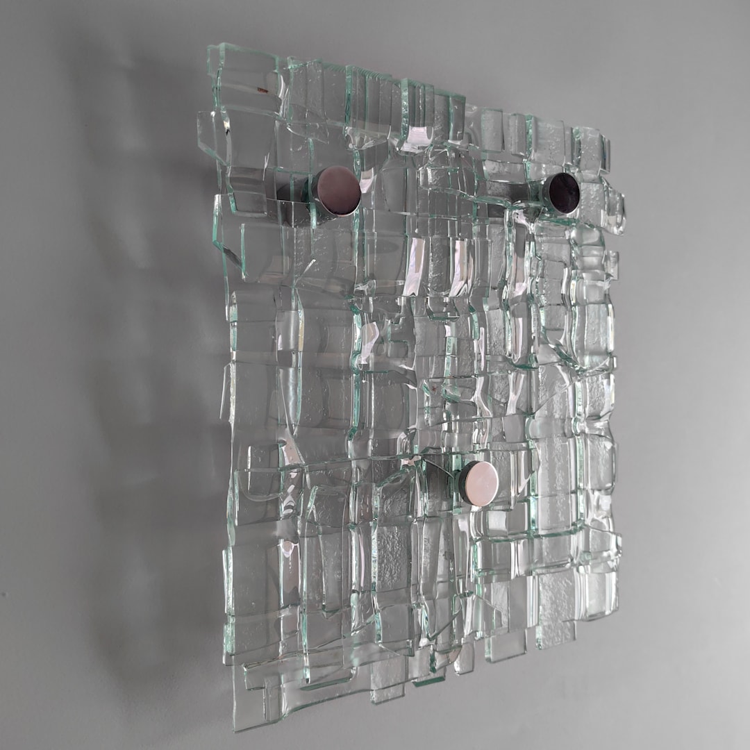 Fused Clear Glass Wall Art Panel. Detailed Glass Wall Panel. Modern ...
