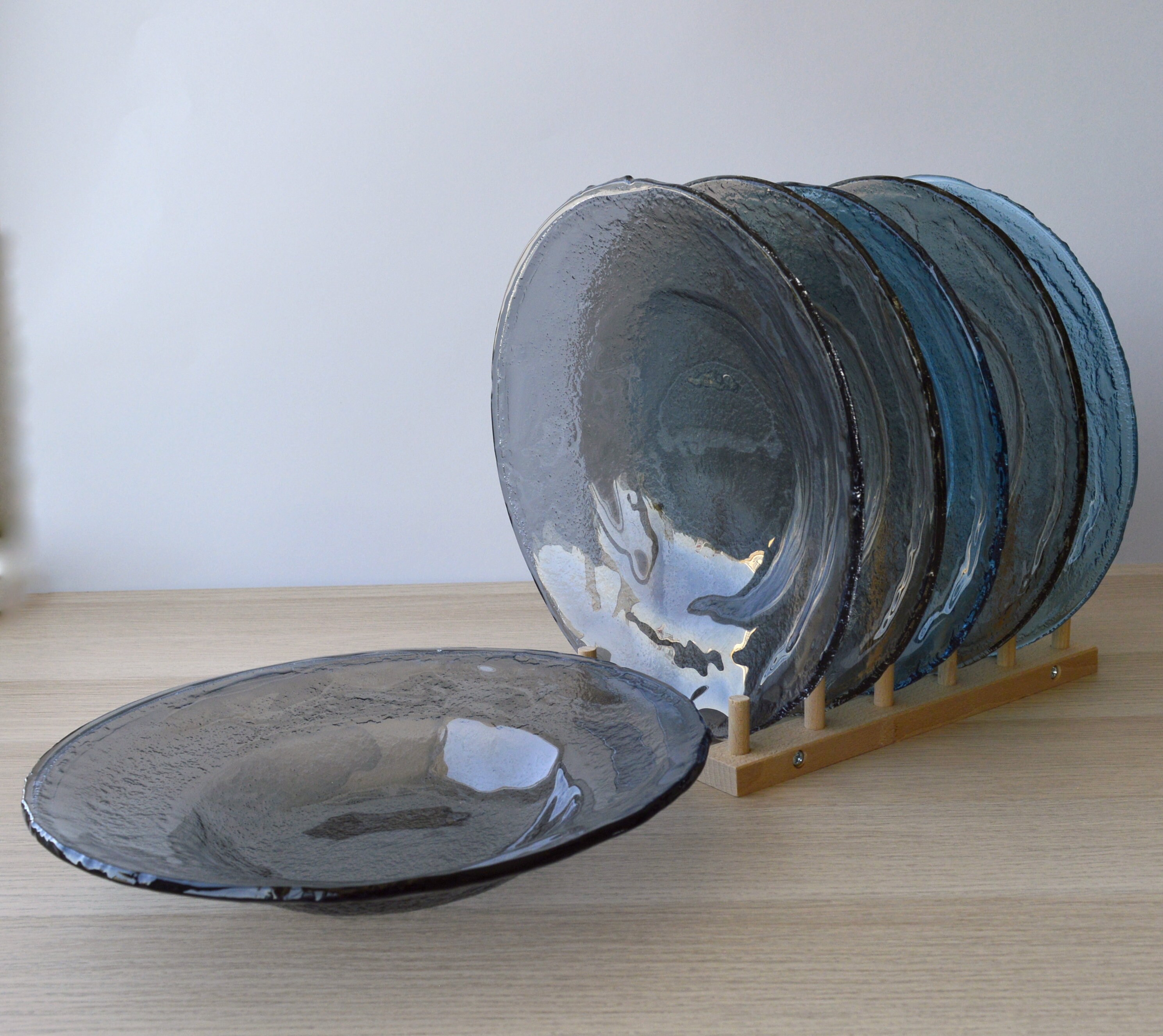 Set Of 6 Fused Glass Pasta Bowls M Set Of 6 Glass Salad Etsy Uk