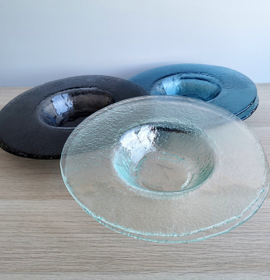 Set Of 6 Fused Glass Pasta Bowls Set Of 6 Glass Pasta Bowls Round Glass Spaghetti Bowls Pasta