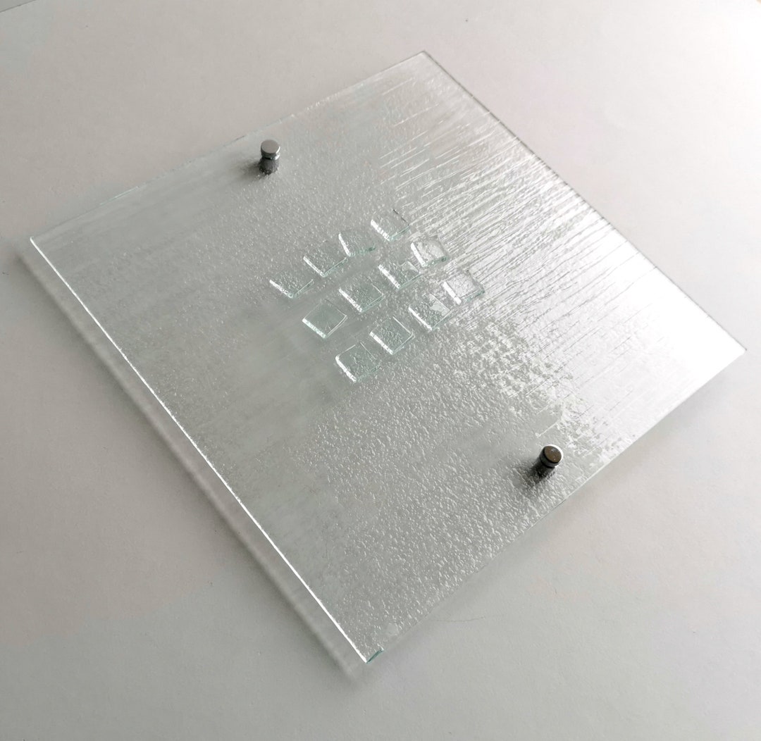 Artistic Clear Fused Glass Wall Art Panel. Square Detailed Glass Wall ...