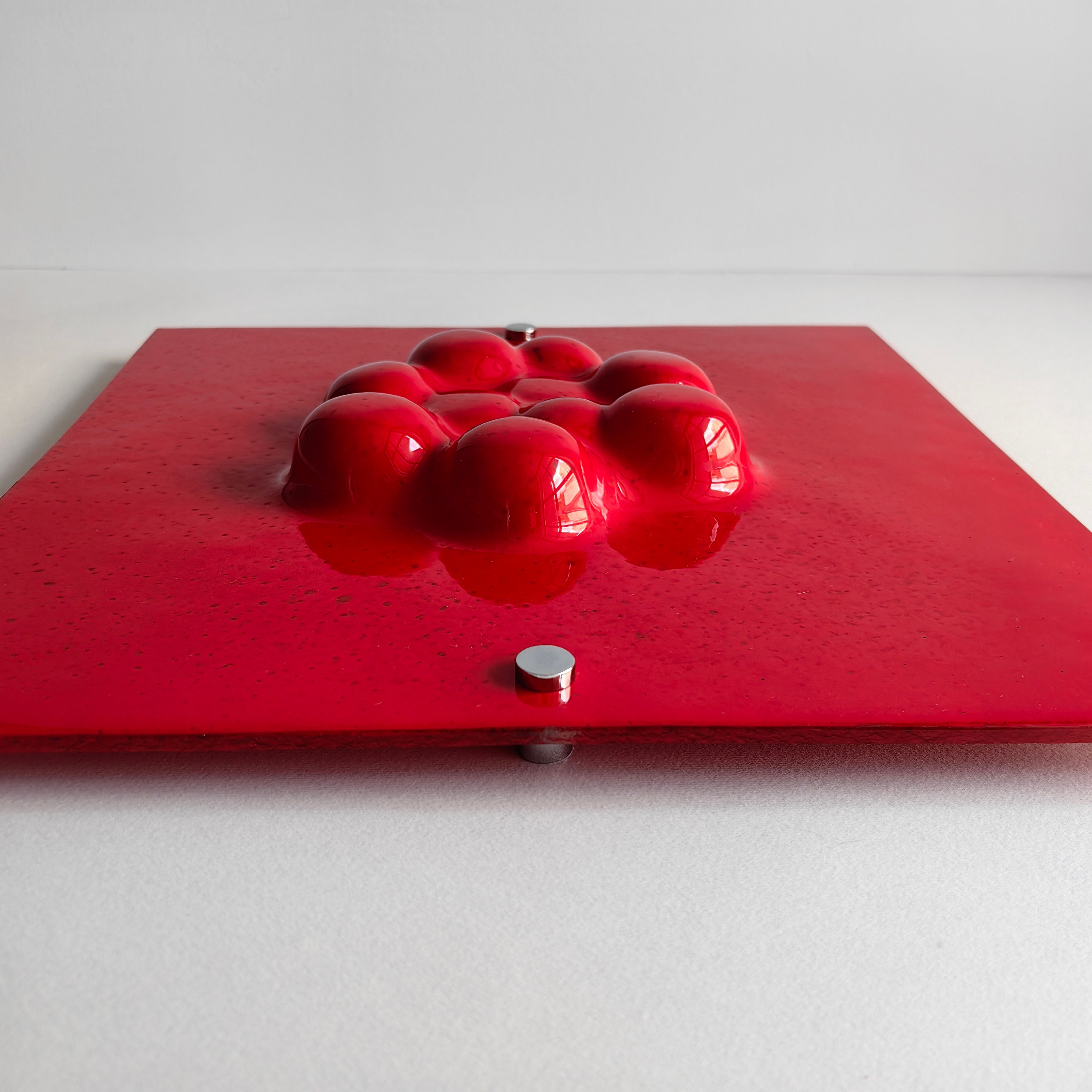 Artistic Fused Red Glass Wall Art Panel. Modern Glass Wall Art ...