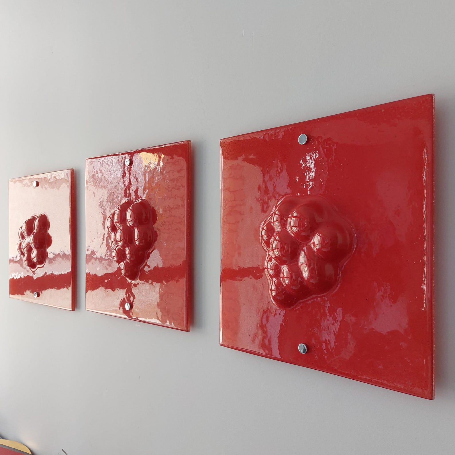 Fused Red Glass Wall Art Panel Set: Modern Artistic Decor - Etsy
