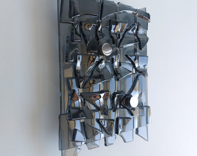 Fused Grey Glass Wall Art Panel. Detailed Glass Wall Panel. Modern ...