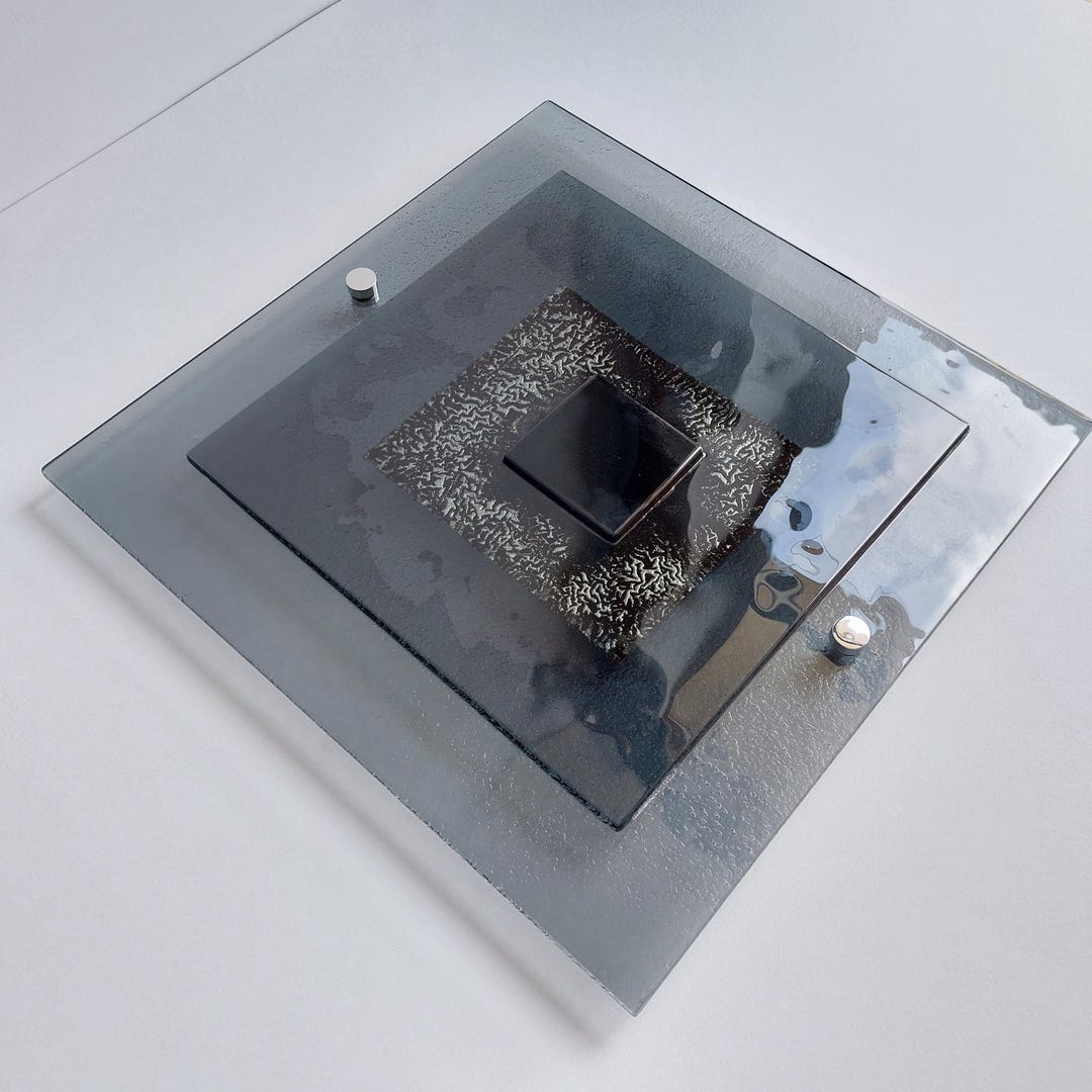 Artistic Grey Fused Glass Wall Art Panel. Detailed Glass Wall Panel ...