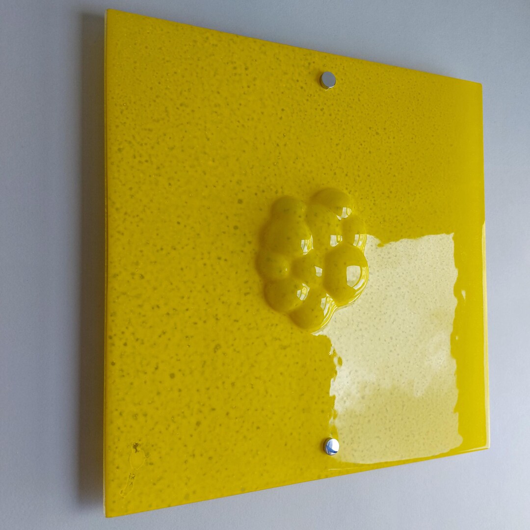 Artistic Fused Yellow Glass Wall Art Panel. Modern Glass Wall Art ...