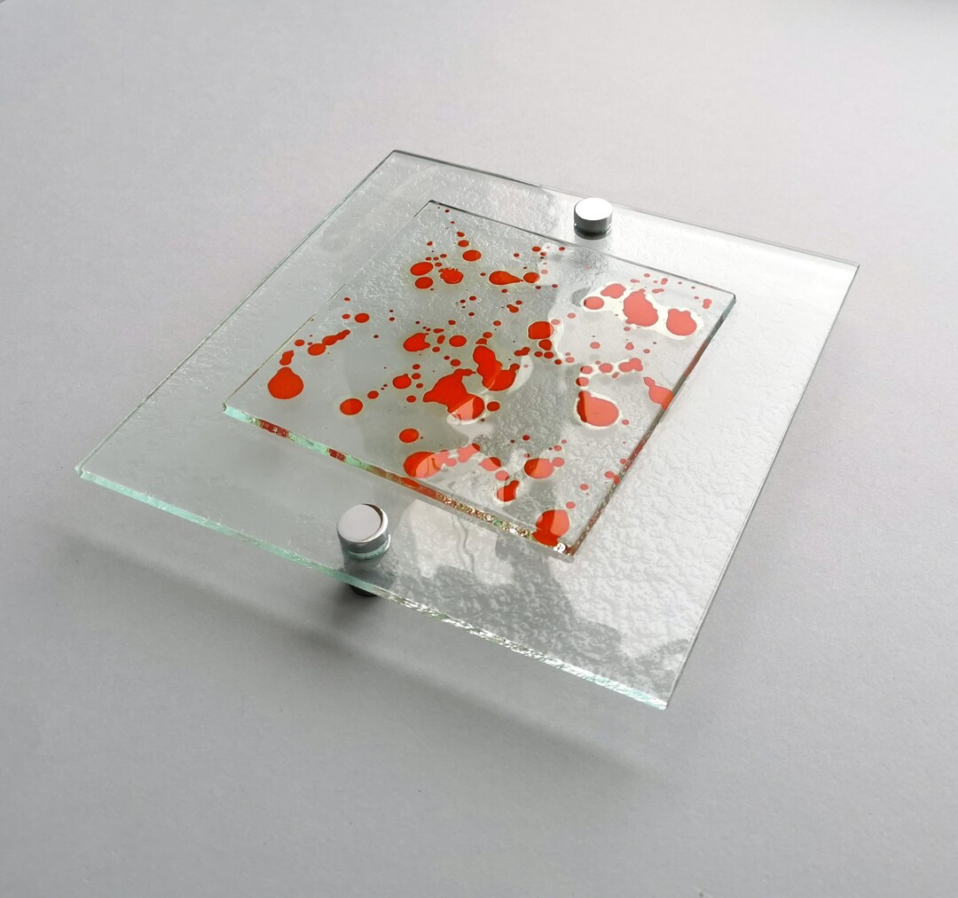 Fused Glass Wall Art: Jackson Pollock Inspired Orange Panel - Etsy