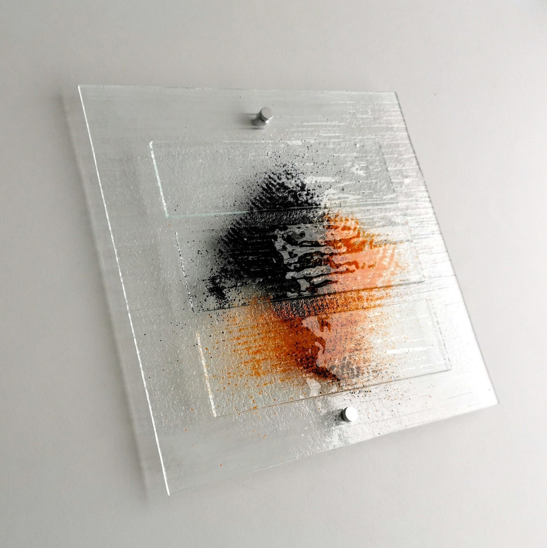 Artistic Transparent Fused Glass Wall Art Panel. Color Detailed Glass ...