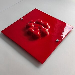 Artistic Fused Red Glass Wall Art Panel. Modern Glass Wall Art ...