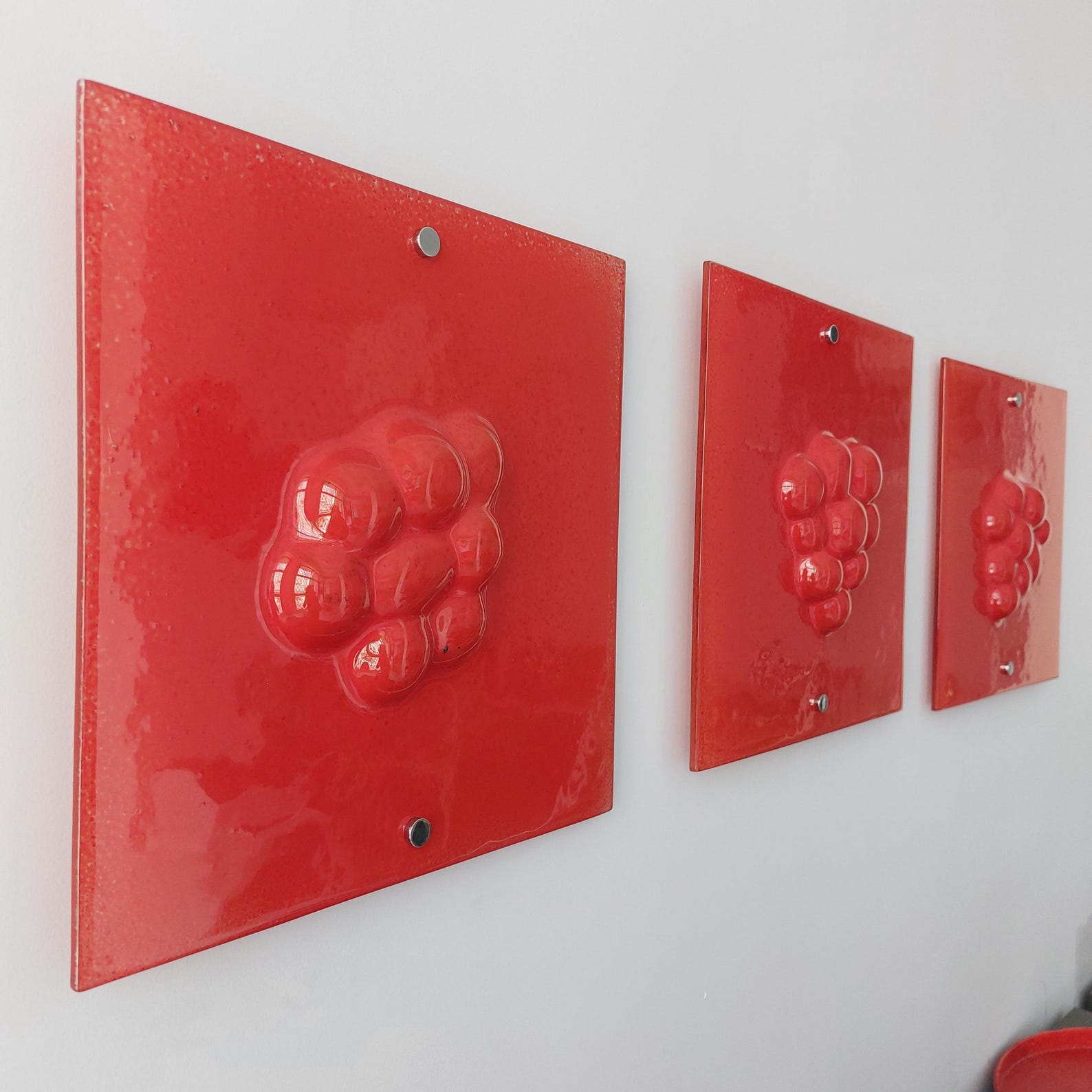 Fused Red Glass Wall Art Panel Set: Modern Artistic Decor - Etsy
