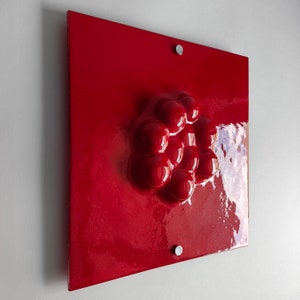 Artistic Fused Red Glass Wall Art Panel. Modern Glass Wall Art ...