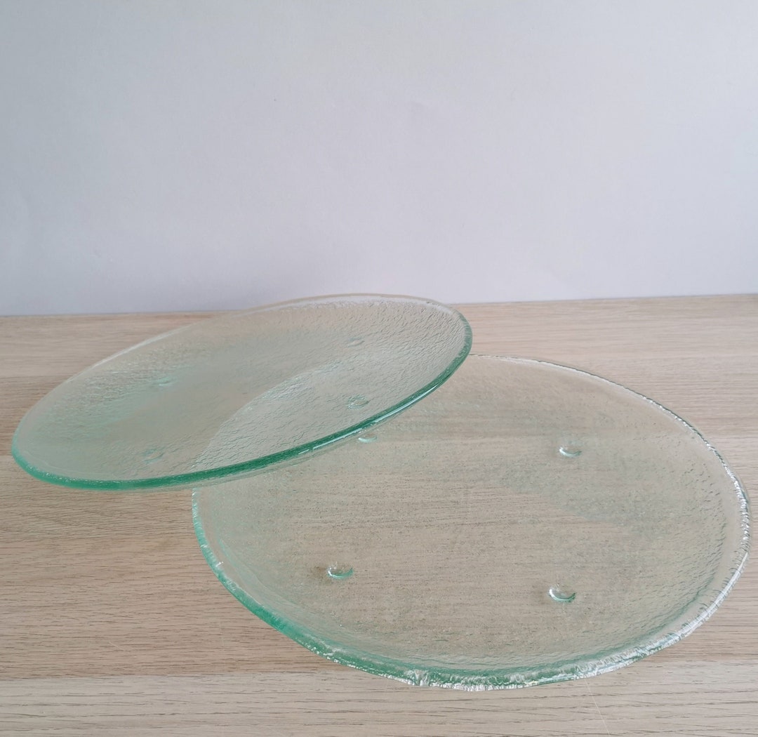 Set of 2 Transparent Fused Glass Platters. Set of 2 Large Plates ...