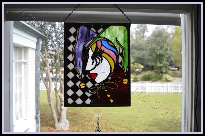 NOLA Jester Stained Glass Panel - AGA Original Design - Etsy