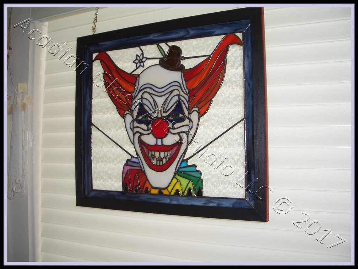 Scary Clown Stained Glass Panel AGA Original - Etsy