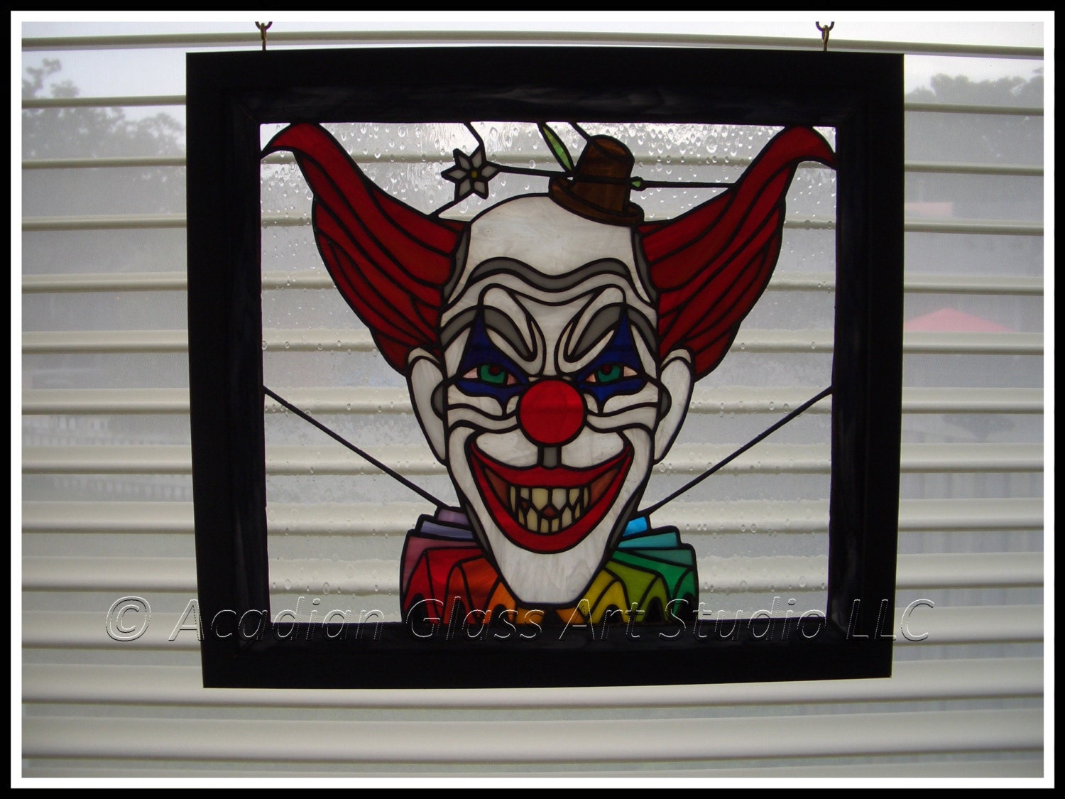 Scary Clown Stained Glass Panel AGA Original - Etsy