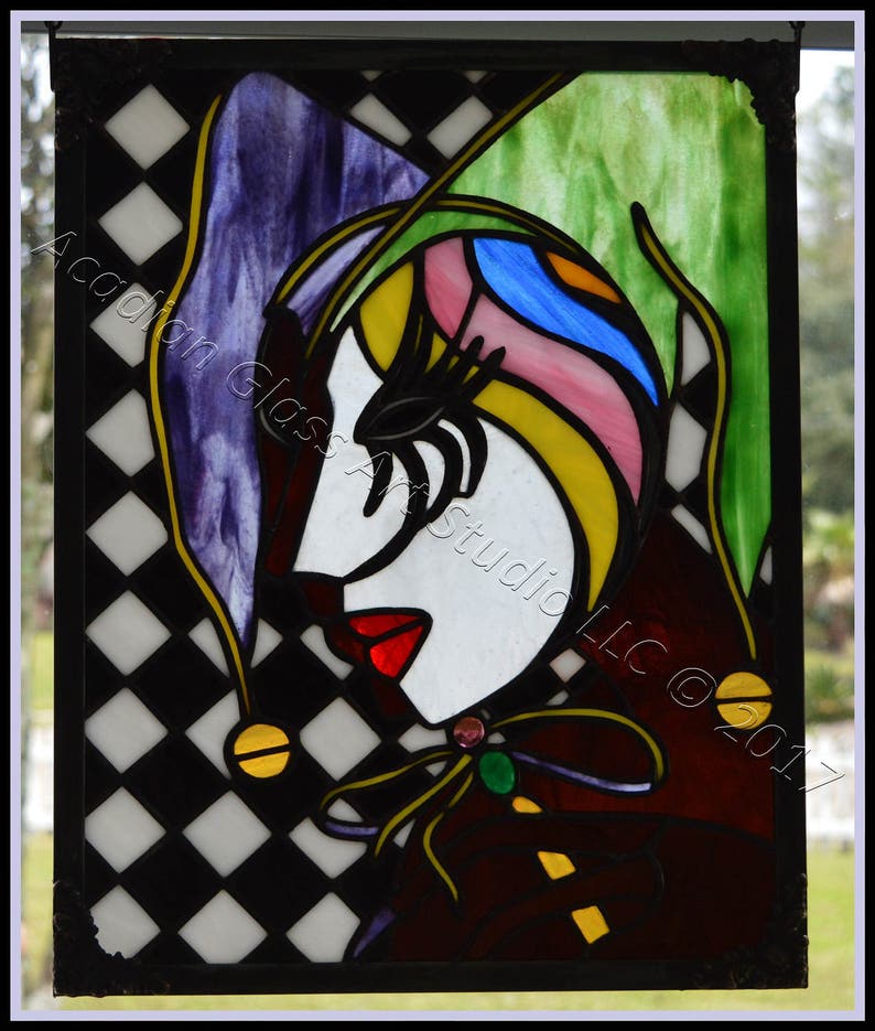 NOLA Jester Stained Glass Panel - AGA Original Design - Etsy