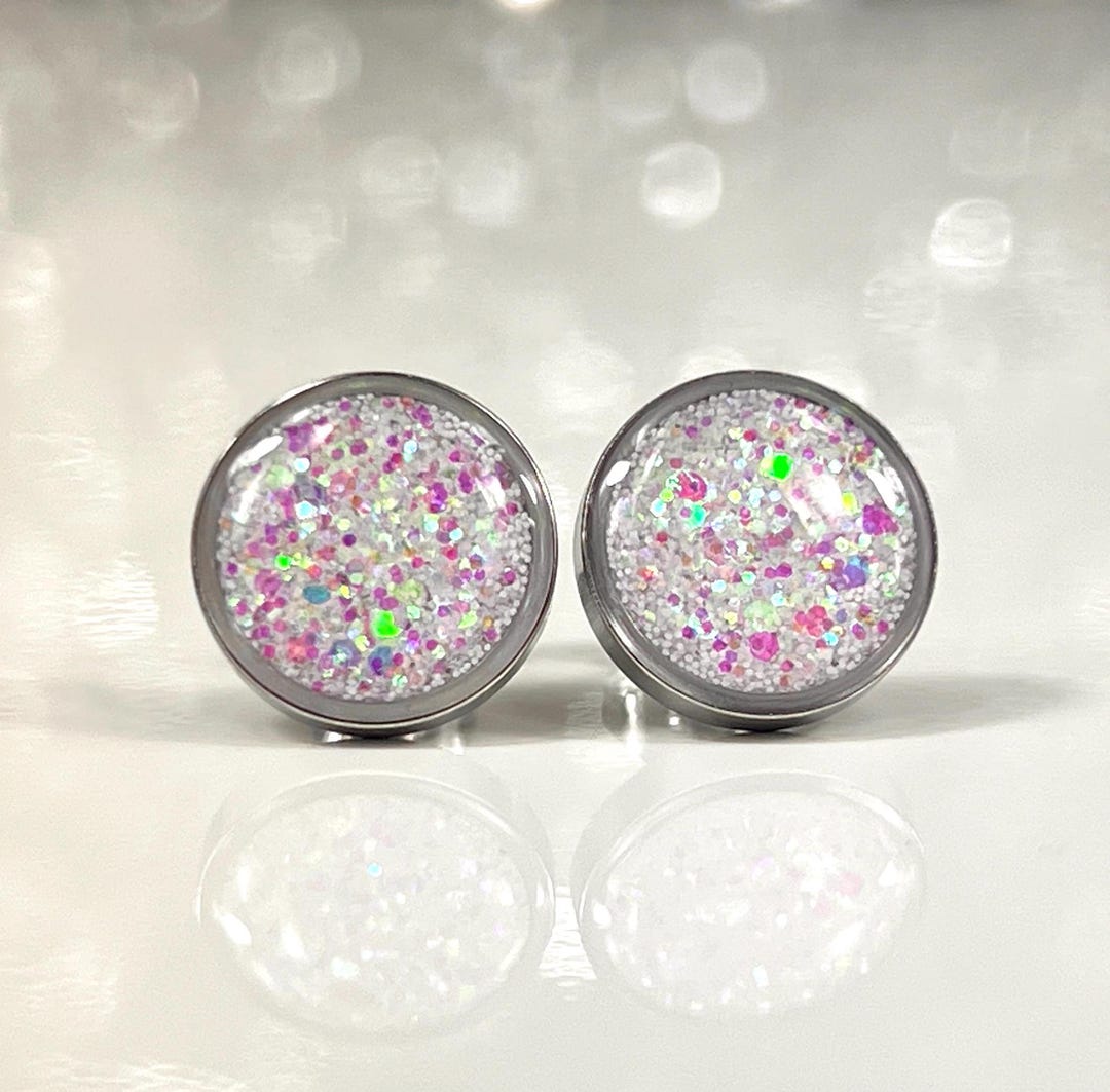 White Iridescent Sparkle Fake Plugs - 2g,0g,00g,1/2" - 20g - Etsy