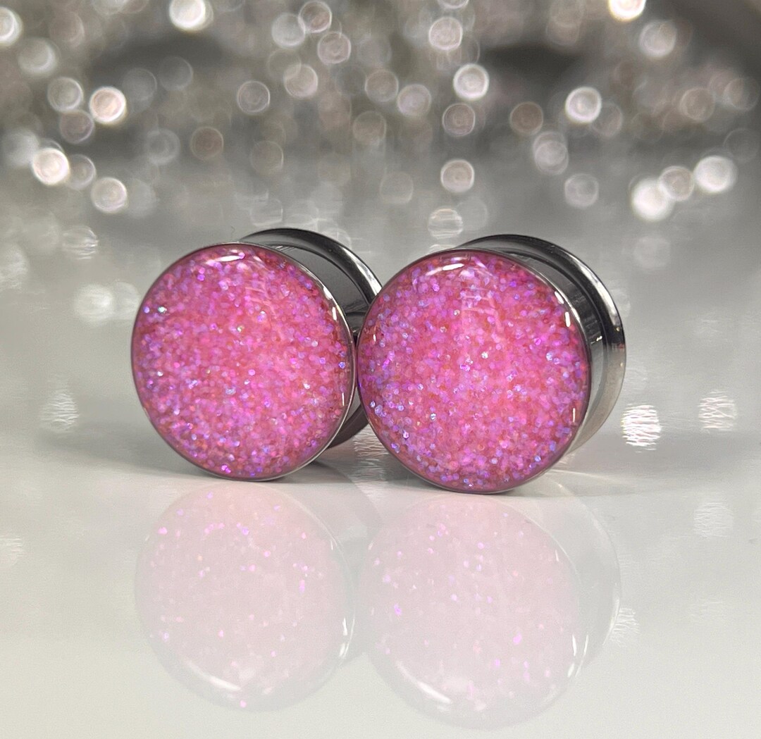 Pastel Pink Iridescent Glitter Plugs 6g-30mm Pair - Etsy