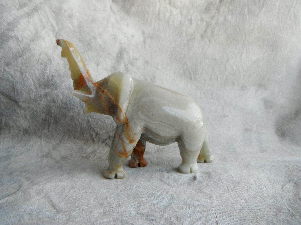 Polished Stone Elephant - 7" - Etsy