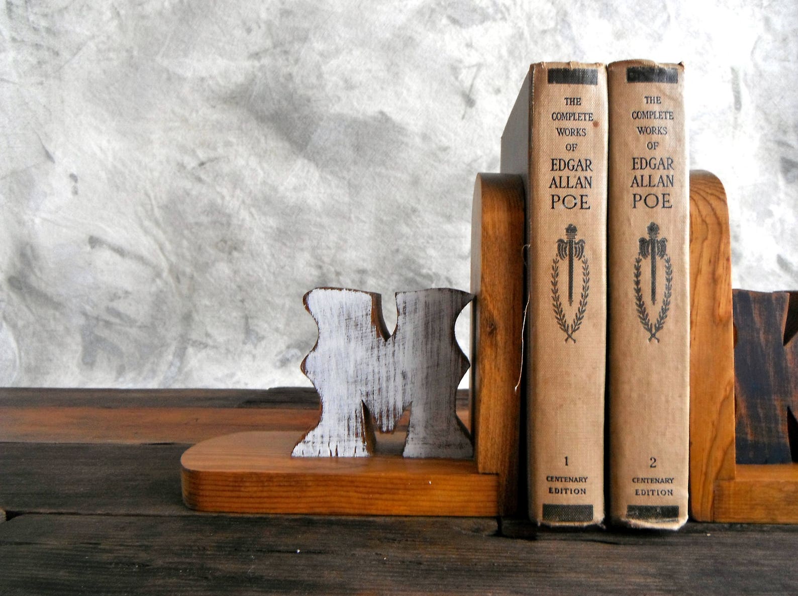 M K Bookends reDesigned with White and Navy Blue | Etsy