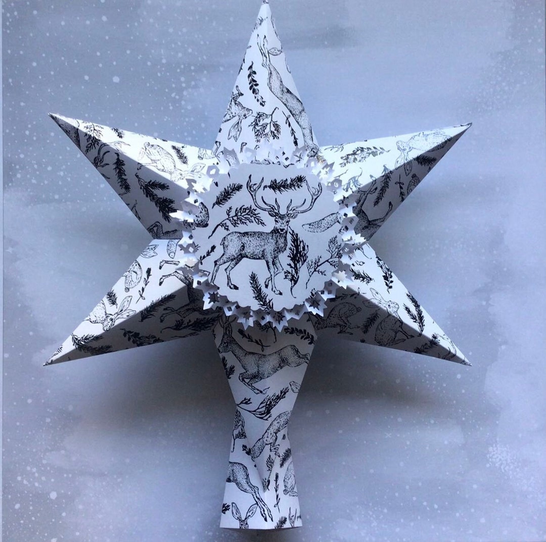 Designer Paper Star Tree Topper. in Black and White Woodland - Etsy