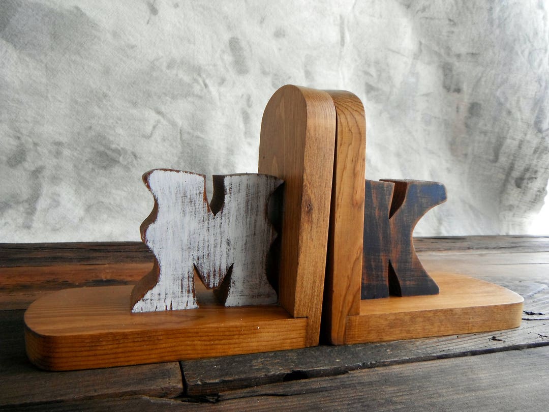 M K Bookends (re)designed With White and Navy Blue - Etsy