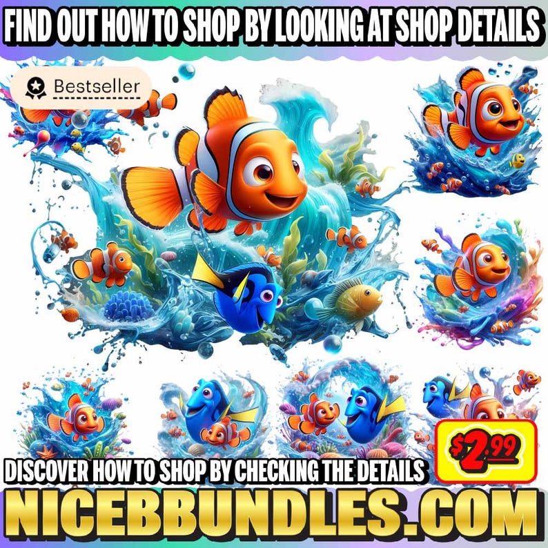 8 PNG Finding Nemo Finding Dory Splash and Watercolor Digital Design ...