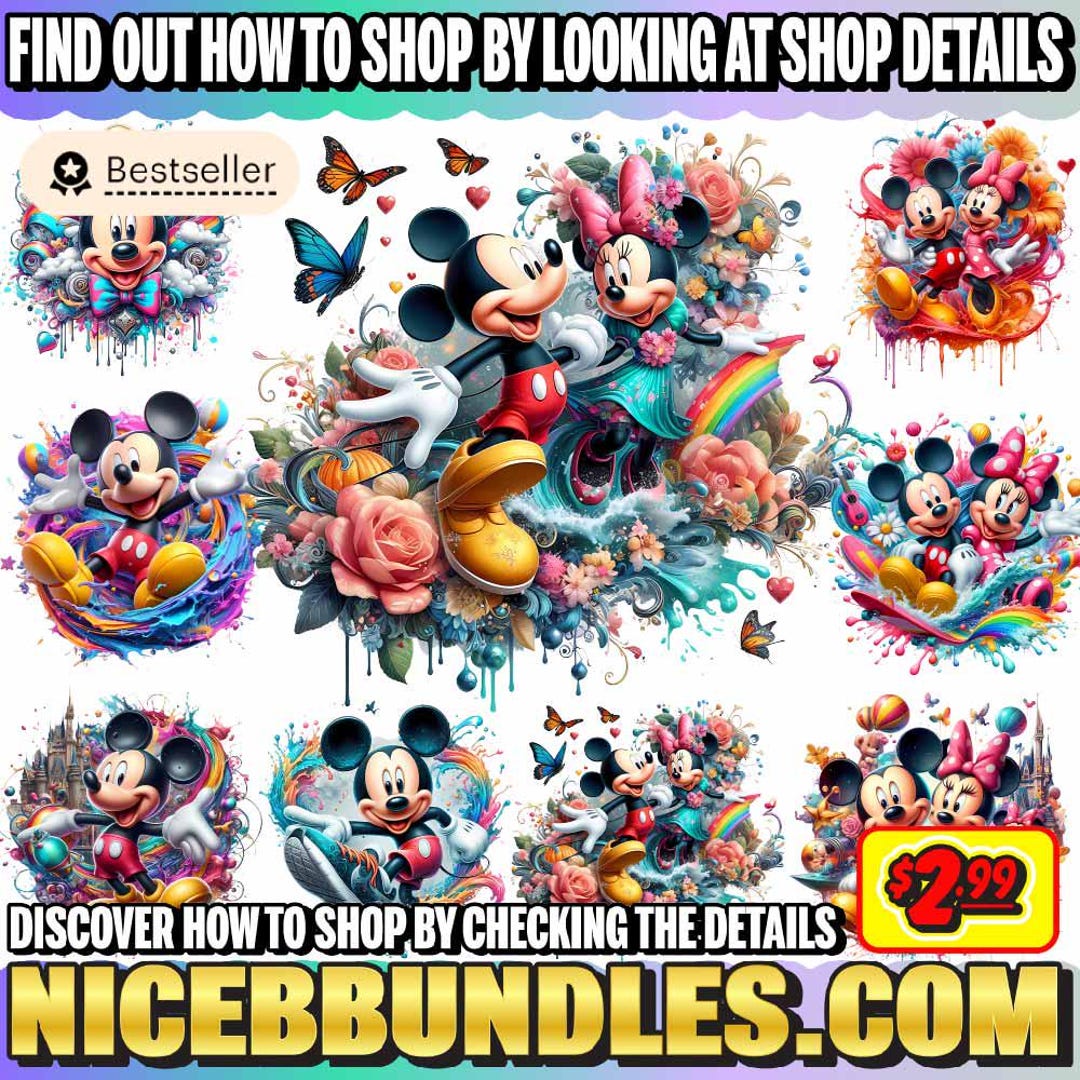 8 PNG Mickey Mouse and Minnie Splash and Watercolor Digital Design PNG ...