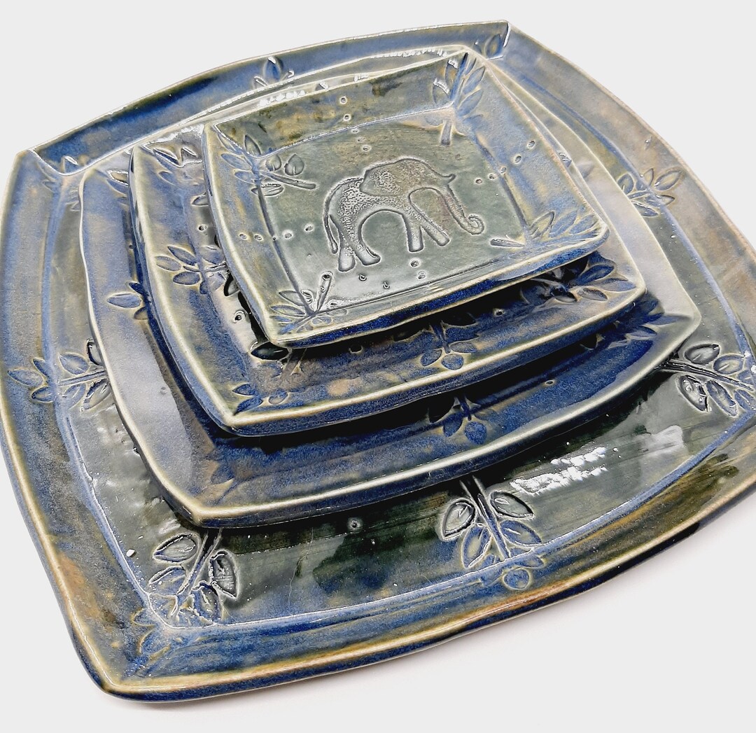 Plate Set: Elephant Prints Set of 4 - Etsy