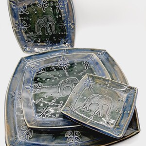 Plate Set: Elephant Prints Set of 4 - Etsy