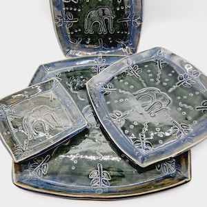 Plate Set: Elephant Prints Set of 4 - Etsy