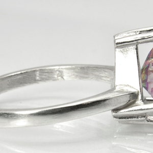 Quartz Ring, 4 Carat Rainbow Quartz Trillion Statement Ring, Blackened ...