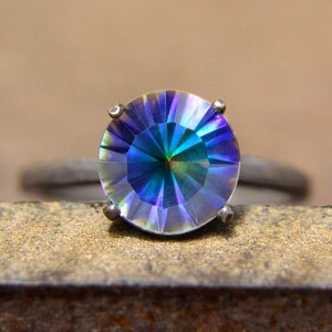 Quartz Ring in Silver, Magic Blue Solitaire Ring With Sterling Silver 4 ...