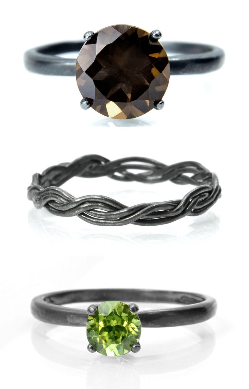 Sterling Silver Stacking Ring Trio Enchanted Forest Ring Set | Etsy