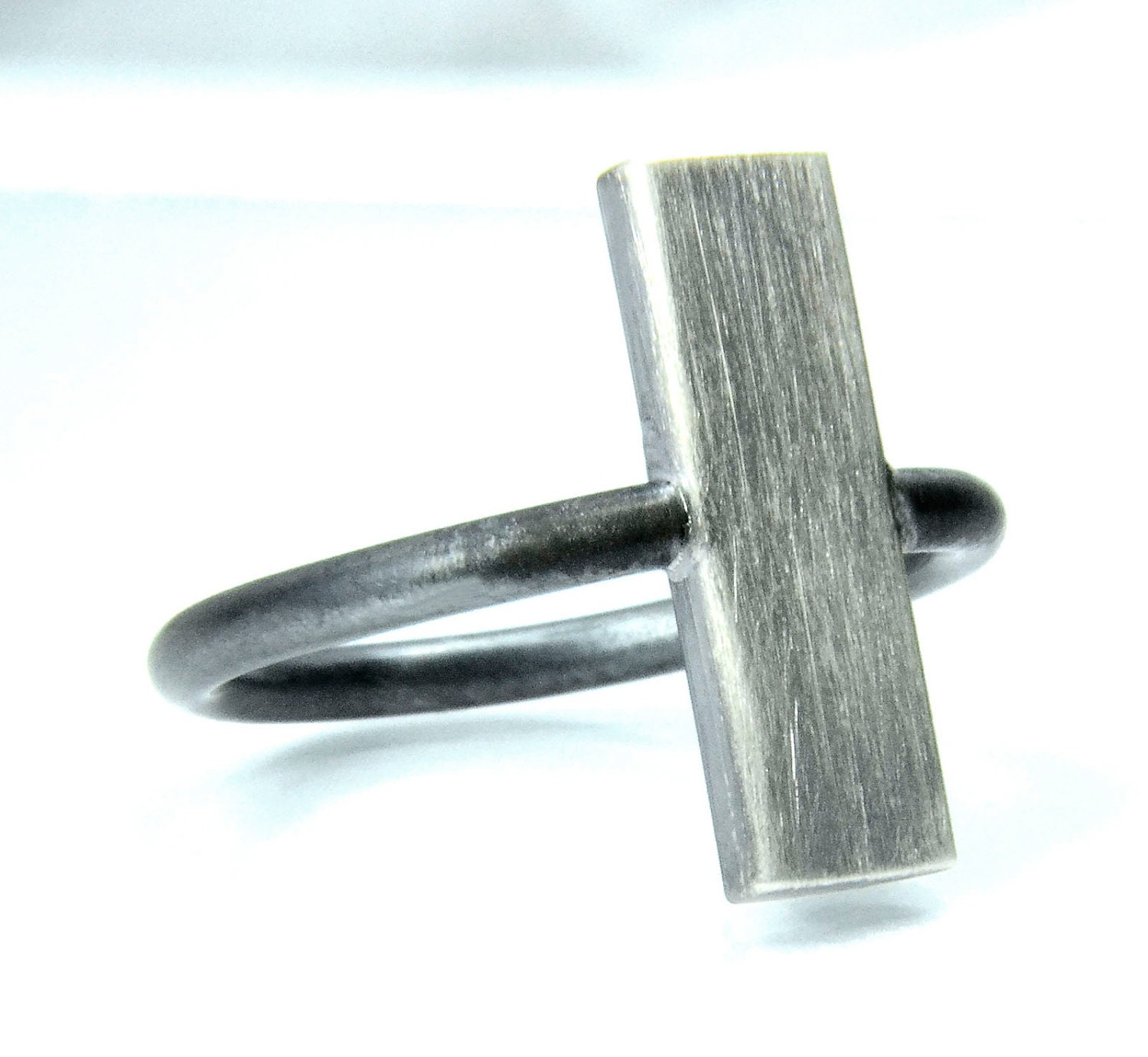 Silver Ring Geometric Vertical Plank Ring in Sterling Silver | Etsy