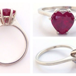 Red Ruby Heart Ring, Wedding Ring, Engagement Ring, Sweetheart Ring ...