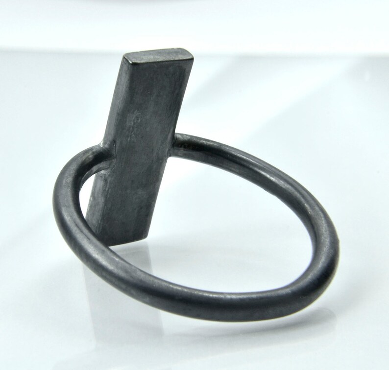 Silver Ring Geometric Vertical Plank Ring in Sterling Silver | Etsy