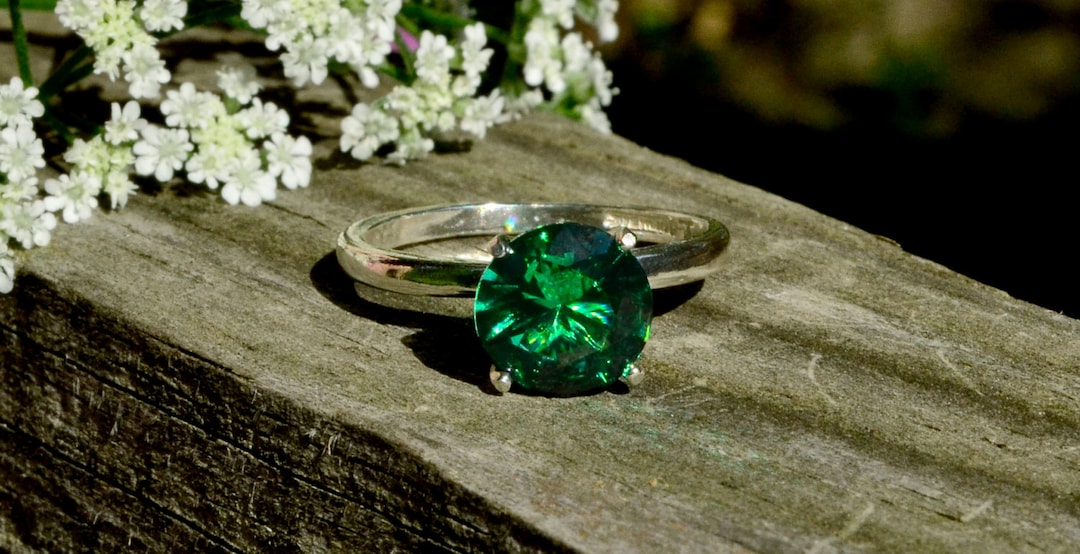 Emerald Ring, Right-hand Silver Ring, Bridesmaids Gifts, Emerald in ...