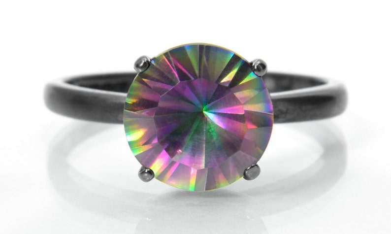 Rainbow Quartz Ring Solitaire 4-prong With Rainbow Quartz in - Etsy